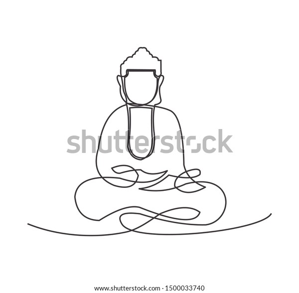 Continuous Line Drawing Buddha Statue Buddhist: เวกเตอร์สต็อก (ปลอดค่า ...