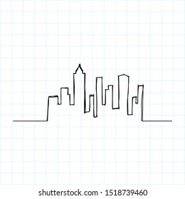 Continuous Line Drawing Building Cityscape: vector de stock (libre de ...