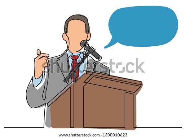 Continuous Line Drawing Business Coach Talking Stock Vector (Royalty ...