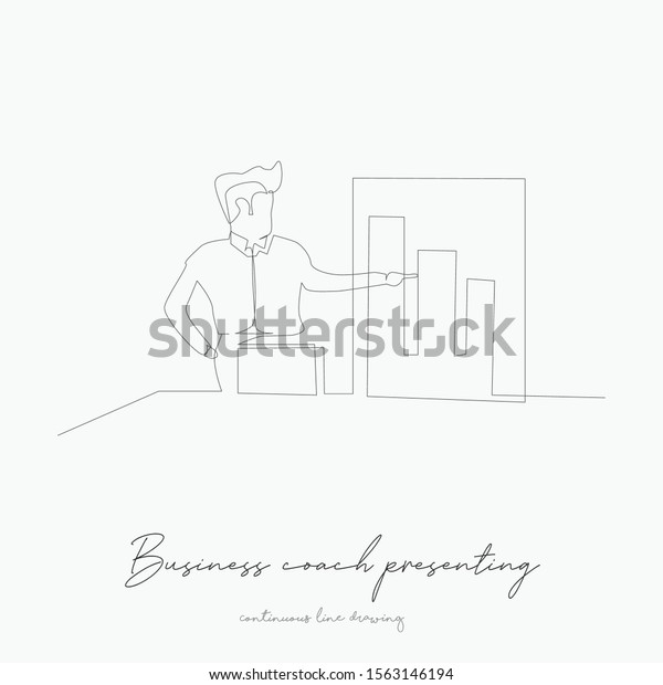 Continuous Line Drawing Business Coach Presenting Stock Vector (Royalty ...