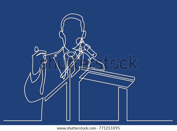 Continuous Line Drawing Business Coach Talking Stock Vector (Royalty ...