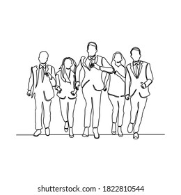 Continuous Line Drawing Business Groups Walking Stock Vector (Royalty ...