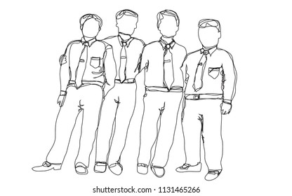 Single Line Drawing Group Young Happy Stock Vector (Royalty Free ...