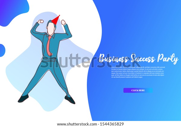 Continuous Line Drawing Business People Party Stock Vector (Royalty ...