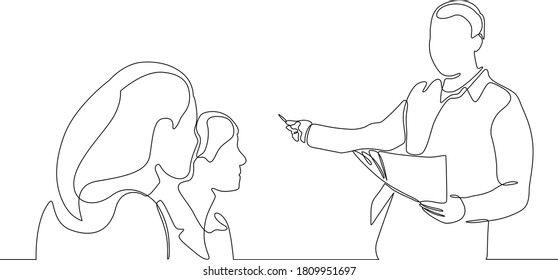 Continuous Line Drawing Business Presentation During Stock Vector ...