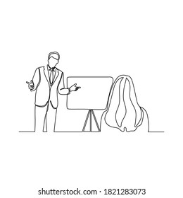 Continuous Line Drawing Business Presentation During Stock Vector ...