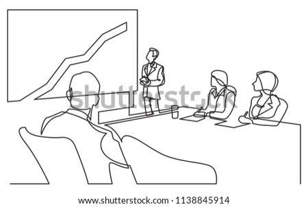Continuous Line Drawing Business Presentation Team Stock Vector ...