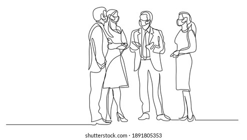 Continuous Line Drawing Business Professionals Wearing Stock Vector ...