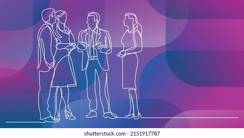 Continuous Line Drawing Business Professionals Standing Stock Vector ...