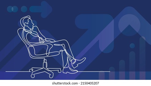 Continuous Line Drawing Business Situation Man Stock Vector (Royalty ...