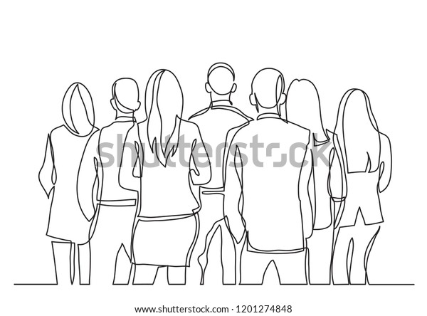 Continuous Line Drawing Business Standing Their Stock Vector (Royalty ...