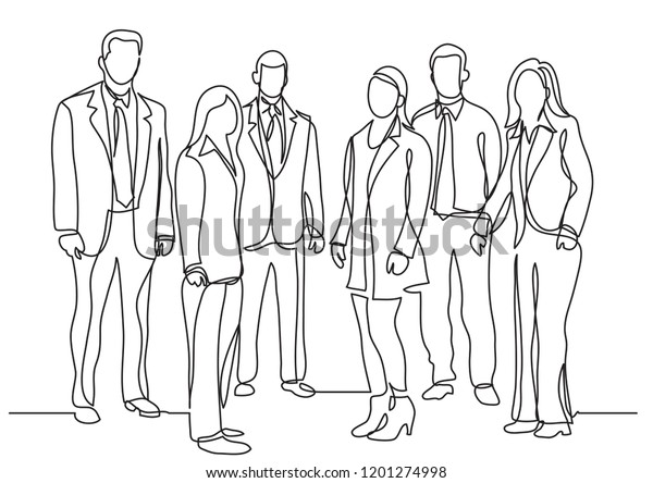 Continuous Line Drawing Business Team Standing Stock Vector (Royalty ...