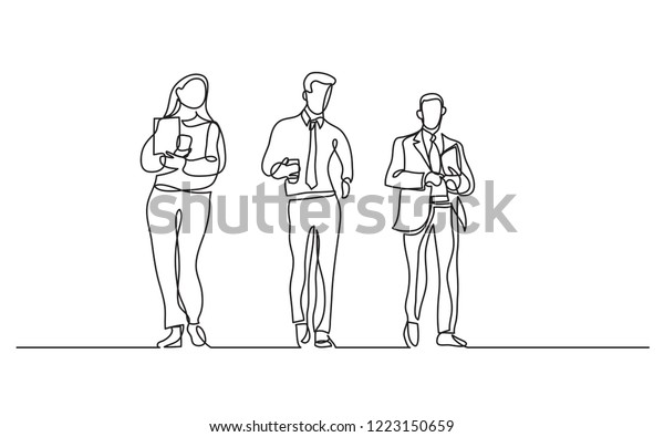 Continuous Line Drawing Business Team Walking Stock Vector (Royalty ...