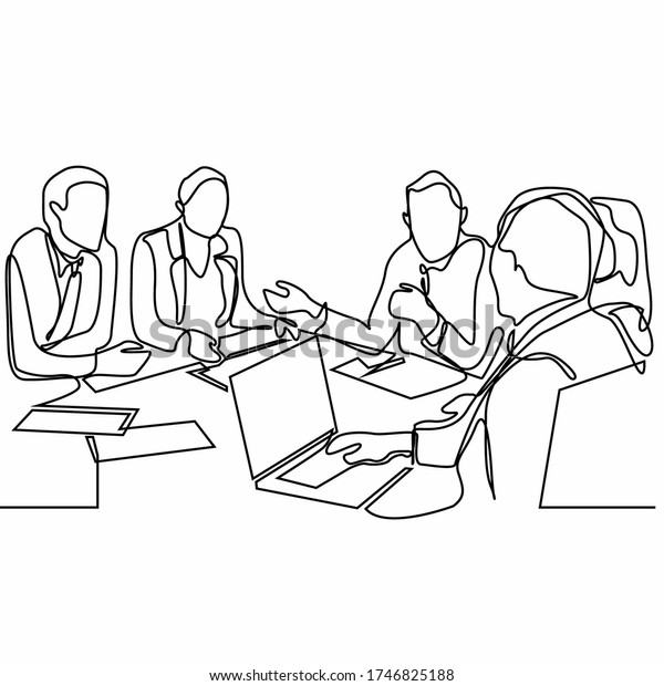 Continuous Line Drawing Business Team Concept Stock Vector (Royalty ...