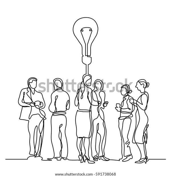 Continuous Line Drawing Business Team Discussion Stock Vector (Royalty ...