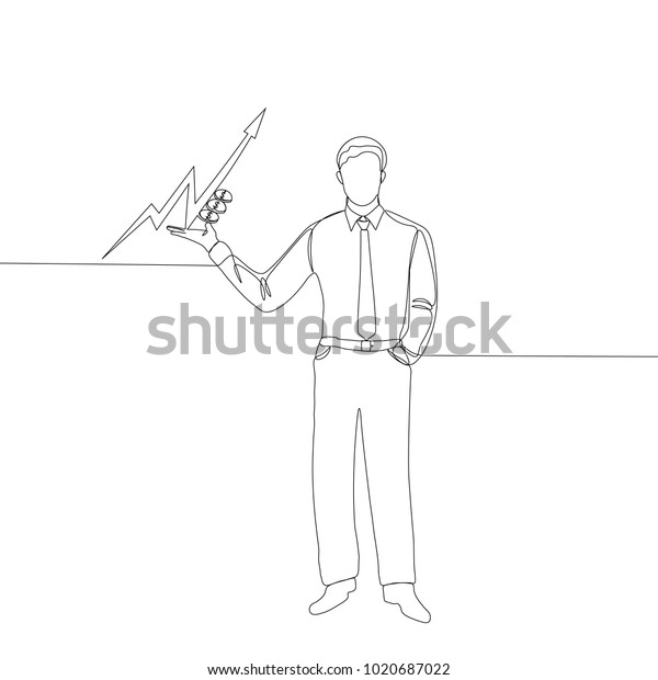 Continuous Line Drawing Businessman Chart Dollar Stock Vector (Royalty ...