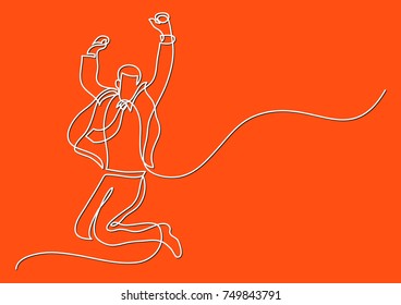 Continuous Line Drawing Businessman Jumping Joy: vector de stock (libre ...