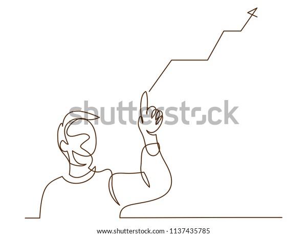 Continuous Line Drawing Businessman Pointing Line Stock Vector (Royalty ...