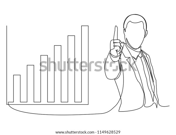 Continuous Line Drawing Businessman Pointing Line Stock Vector (Royalty ...