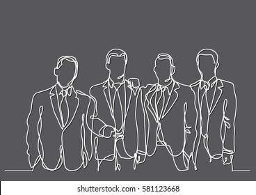 Continuous Line Drawing Businessmen Team Stock Vector (Royalty Free ...