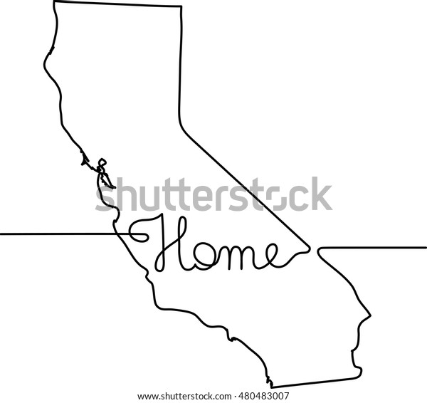 Continuous Line Drawing California Home Sign: เวกเตอร์สต็อก (ปลอดค่า ...
