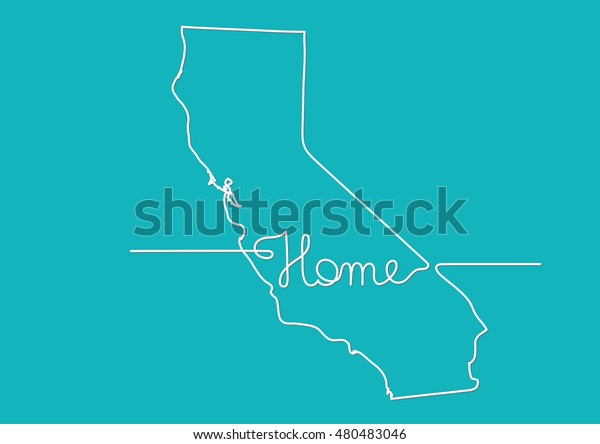 Continuous Line Drawing California Home Sign Stock Vector (Royalty Free ...