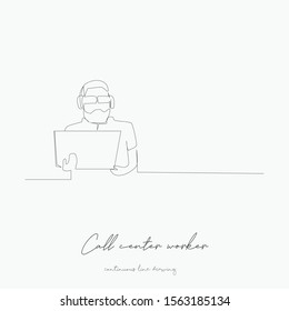 Continuous Line Drawing Call Center Worker Stock Vector (Royalty Free ...
