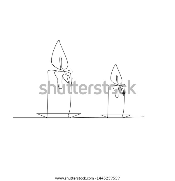 Continuous Line Drawing Candle Isolated Sketch Stock Vector (Royalty ...