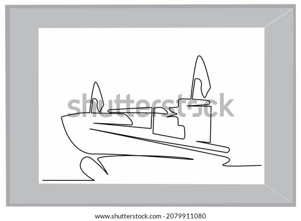 Continuous Line Drawing Cargo Ship Vector Stock Vector (Royalty Free ...