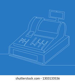 Continuous Line Drawing Cash Register Line Stock Vector (Royalty Free ...