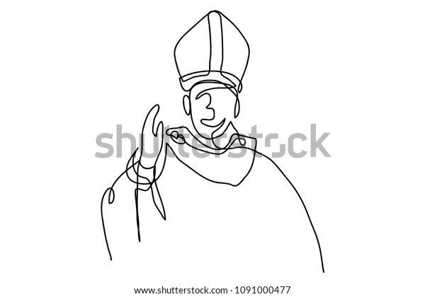 Continuous Line Drawing Catholic Priest Vector Stock Vector (Royalty ...