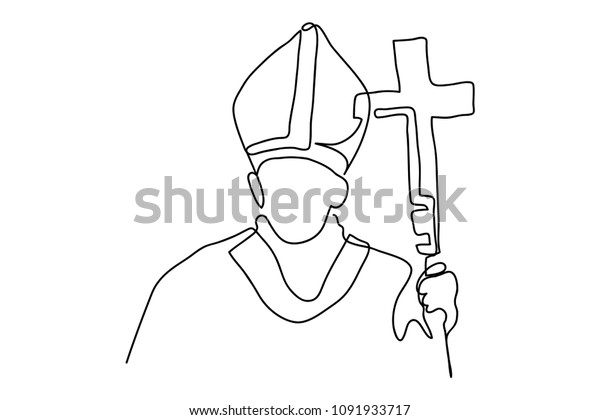 Continuous Line Drawing Catholic Priest Vector Stock Vector (Royalty ...