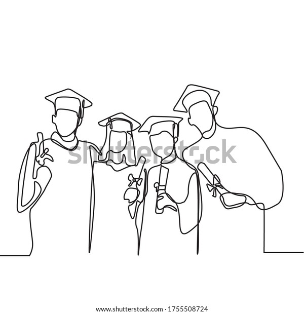 Continuous Line Drawing Celebrating Graduationcommencement Ceremony ...