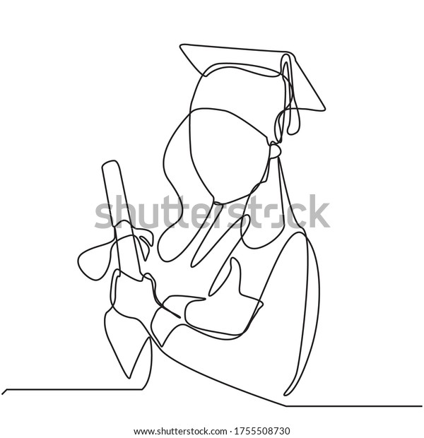 Continuous Line Drawing Celebrating Graduationcommencement Ceremony ...