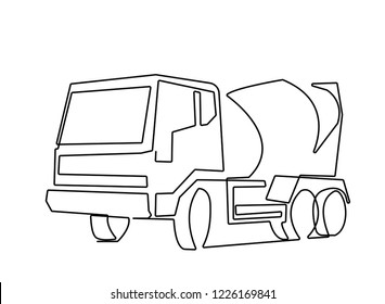 Continuous Line Drawing Cement Truck 스톡 벡터(로열티 프리) 1226169841 ...