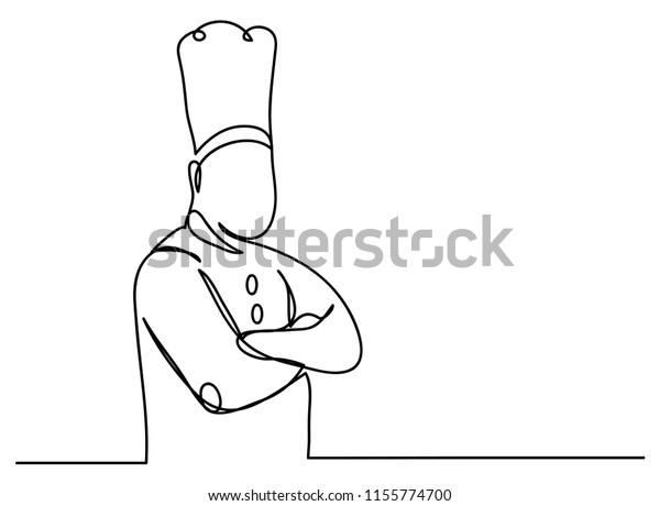 Continuous Line Drawing Chef Cooking Cook Stock Vector (Royalty Free ...