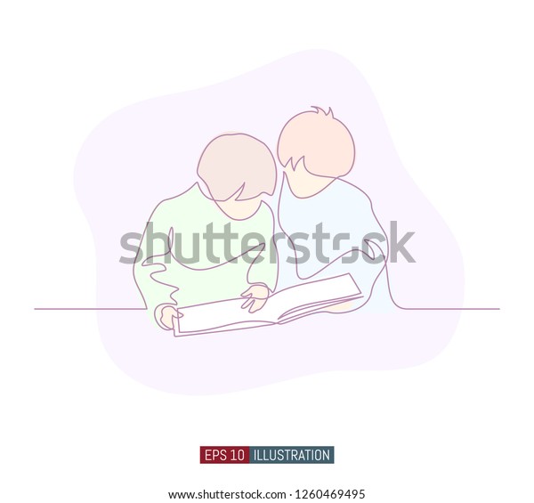 Continuous Line Drawing Children Book Template Stock Vector (Royalty ...