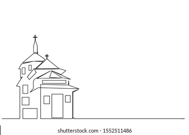 Continuous Line Drawing Christian Churches Building Stock Vector ...