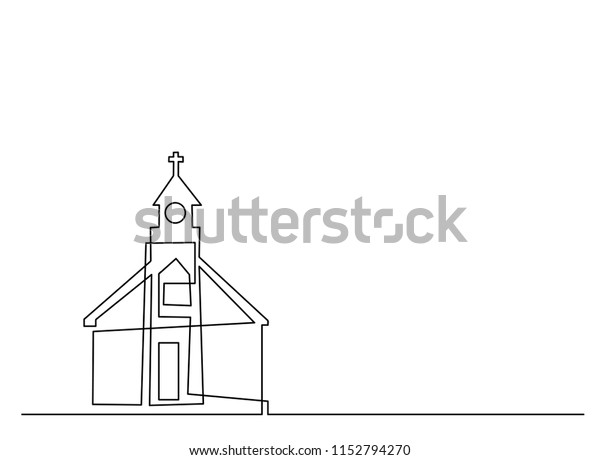 Continuous Line Drawing Christian Churches Building Stock Vector ...