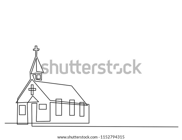 Continuous line drawing of Christian churches building concept, symbol ...