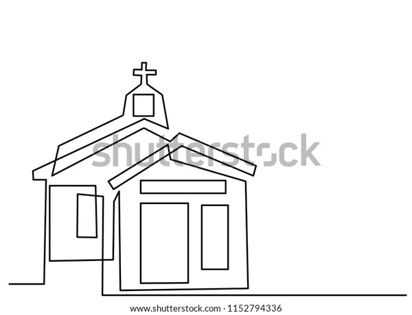Continuous line drawing of Christian churches building concept, symbol ...