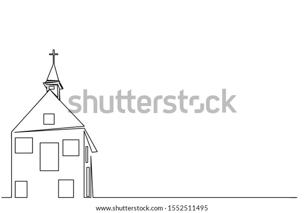 Continuous Line Drawing Christian Churches Building Stock Vector ...