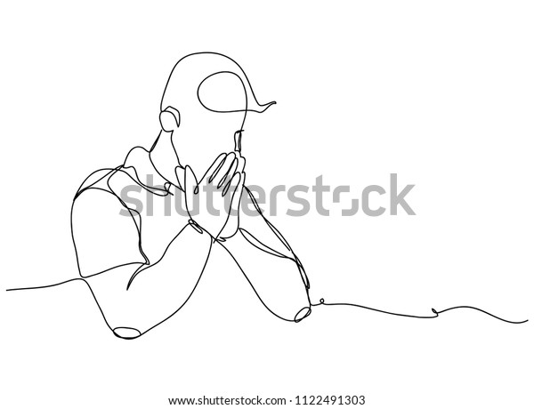 Continuous Line Drawing Christian Prayer Vector Stock Vector (Royalty ...