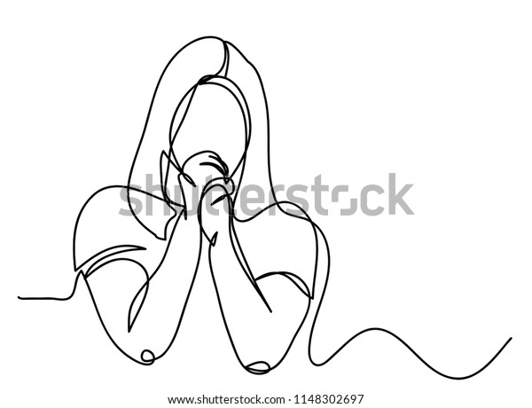 Continuous Line Drawing Christian Prayer Vector Stock Vector (Royalty ...