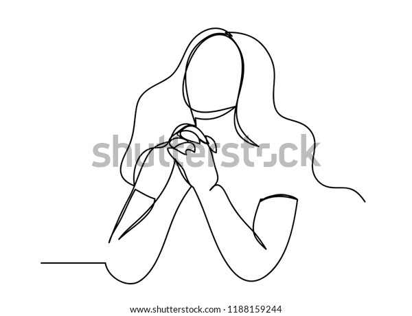 Continuous Line Drawing Christian Prayer Vector 库存矢量图（免版税）1188159244 ...