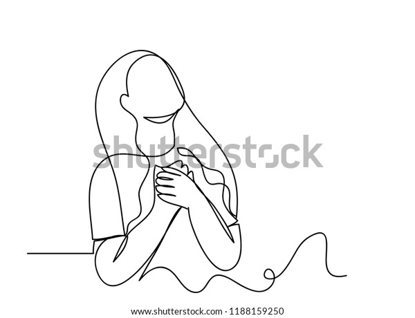Continuous Line Drawing Christian Prayer Vector Stock Vector (Royalty ...