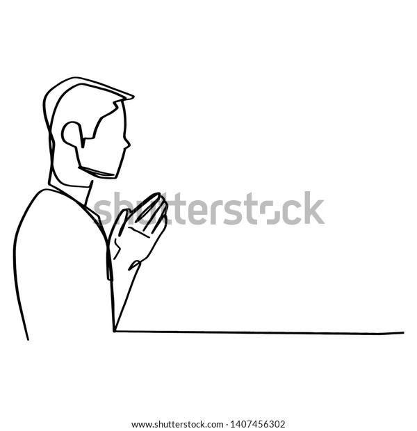 Continuous Line Drawing Christian Prayer Vector 库存矢量图（免版税）1407456302