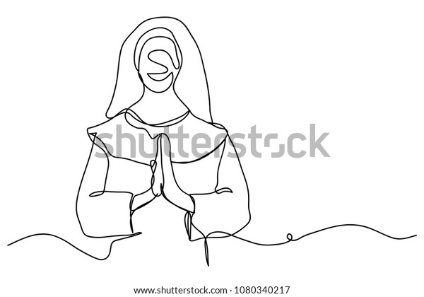 Continuous Line Drawing Christianity Mother God Stock Vector (Royalty ...
