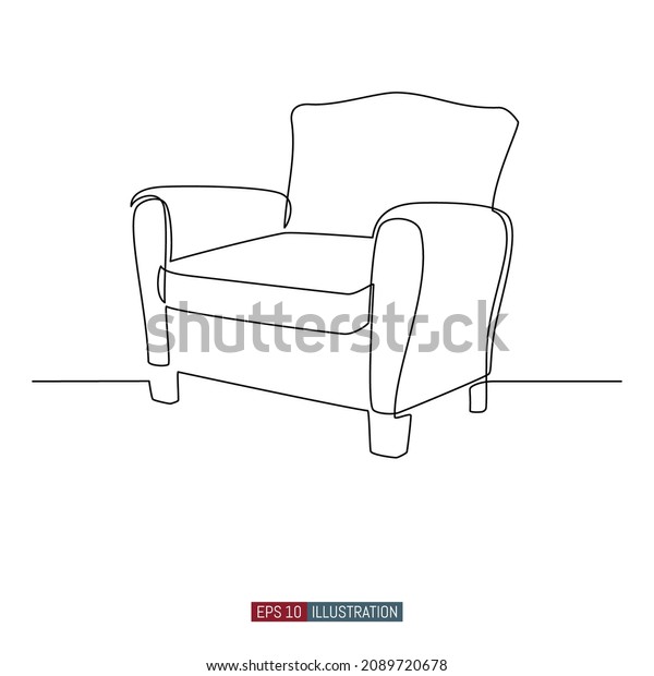 Continuous Line Drawing Classic Armchair Symbol Stock Vector (Royalty ...