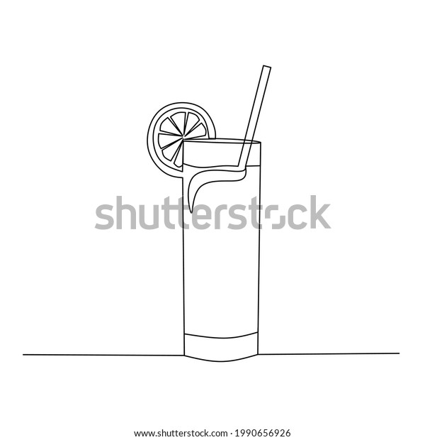Continuous Line Drawing Cocktail Summer Fresh Stock Vector (Royalty ...